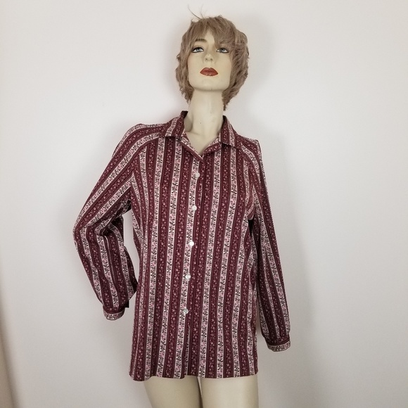 Vintage | Tops | Vintage Rose Floral Button Up Blouse 7s Vibes | Poshmark